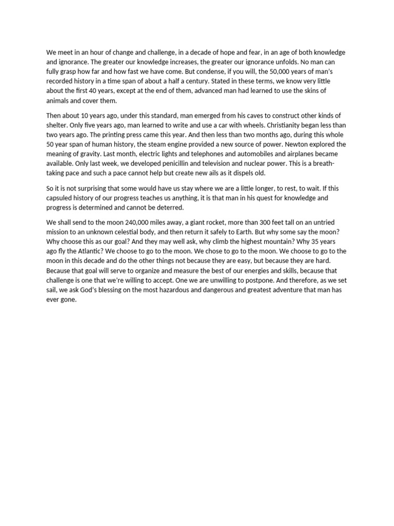JFK's "We Choose to Go to the Moon" Speech | PDF
