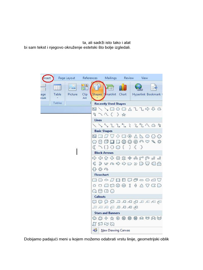 MS Word-crtanje u Word-u | PDF