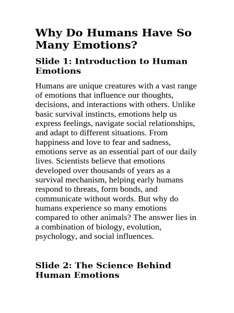 Why Do Humans Have So Many Emotions | PDF | Emotions | Fear