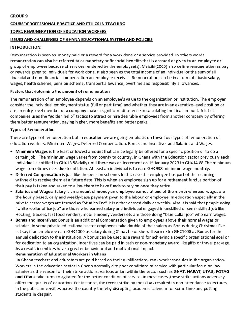 Professional Practice Group 9 | PDF | Salary | Employment