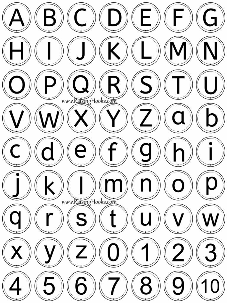 Bottle Cap Alphabet Numbers | PDF
