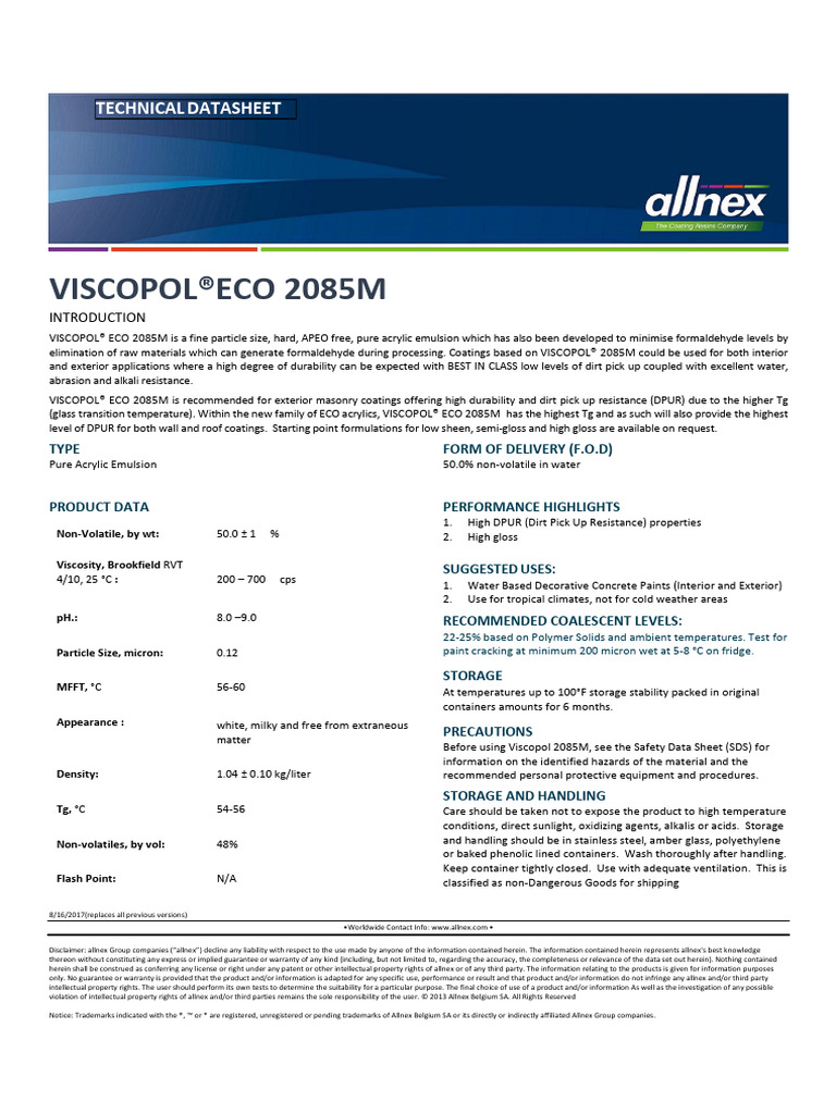 Viscopol Eco 2085 Anz en | PDF | Paint | Acrylic Paint