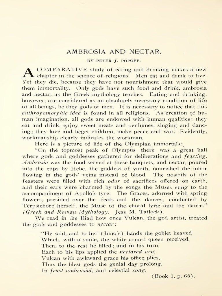 Ambrosia and Nectar in Mythology | PDF
