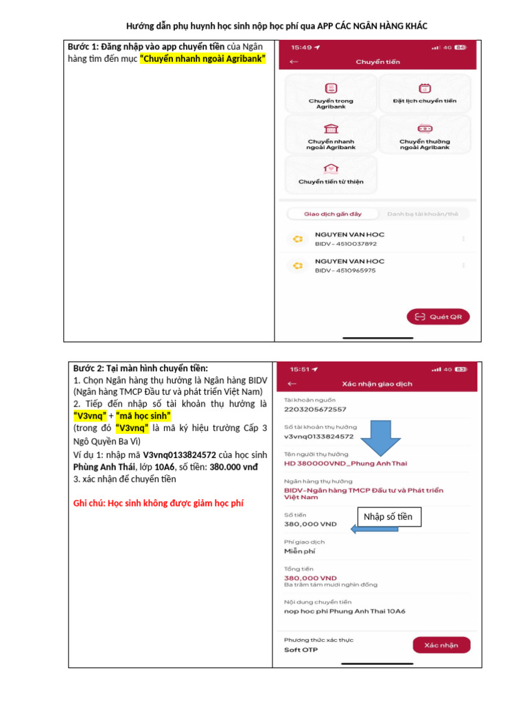 Huong Dan Nop Hoc Phi NH Khac | PDF