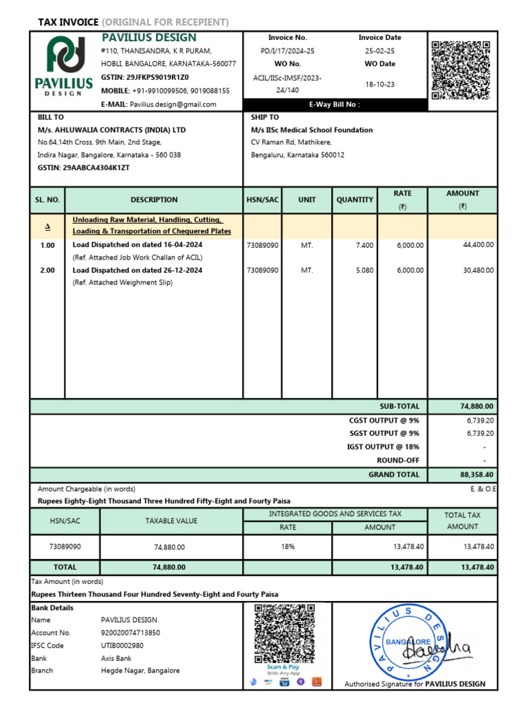 Tax Invoice (17) With Supporting Documents | PDF | Government Of India | Government Finances