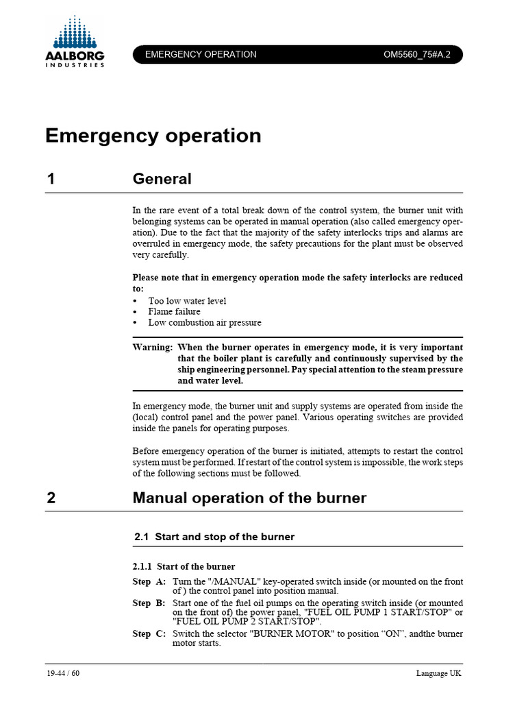 Boiler, Emergency Operation | PDF | Boiler | Pump