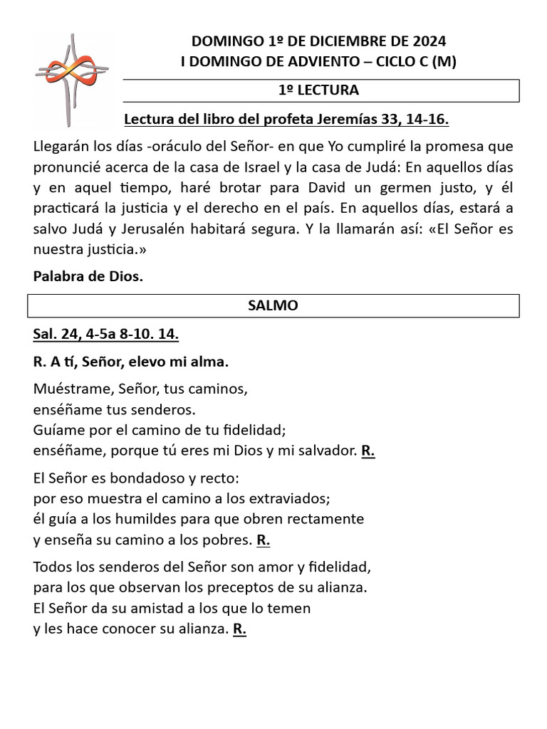 2024 - 12 - 01 - LECTURAS, SALMO y EVANGELIO | PDF | Jesús | Creencia religiosa y doctrina