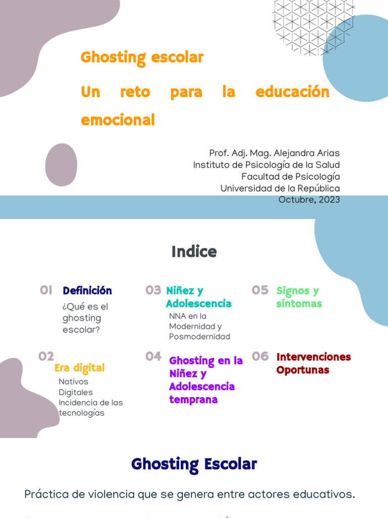 Ghosting Escolar | PDF | Las emociones | Adolescencia