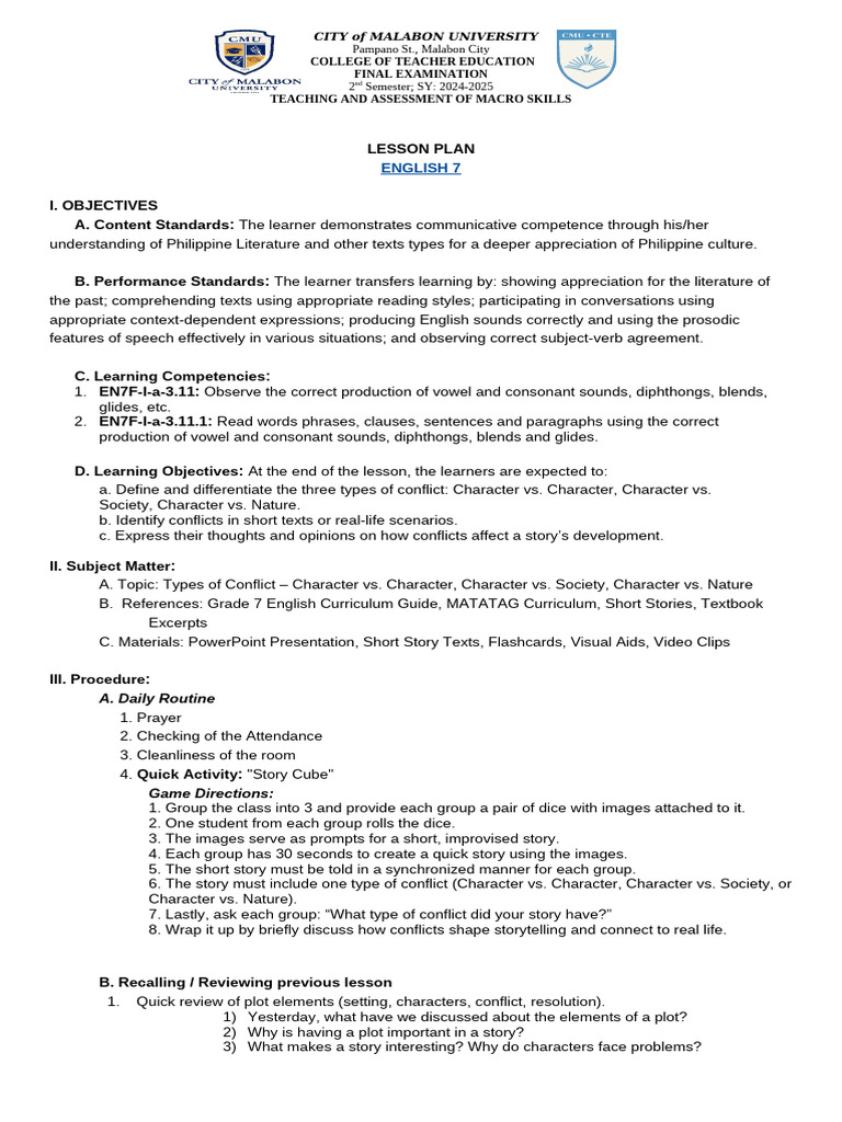 SPEAKING-LESSON-PLAN-For-DEMO | PDF | Learning | English Language