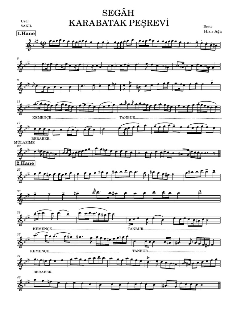 Segah Peşrev Hızır Ağa | PDF