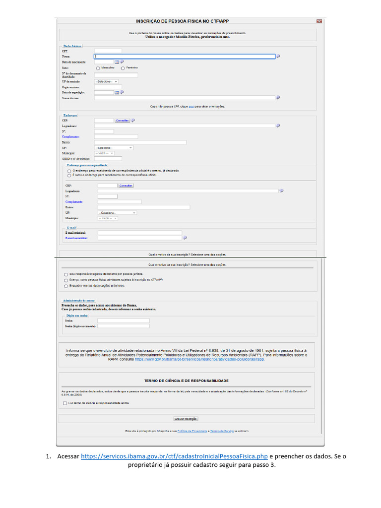 Cadastro CTF/APP e Emissão de Comprovantes | PDF