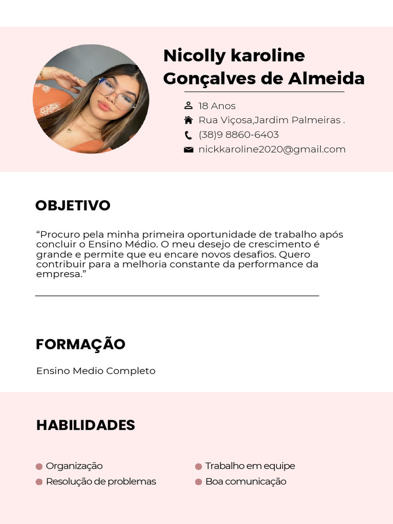 Currículo Nicolly Karoline | PDF