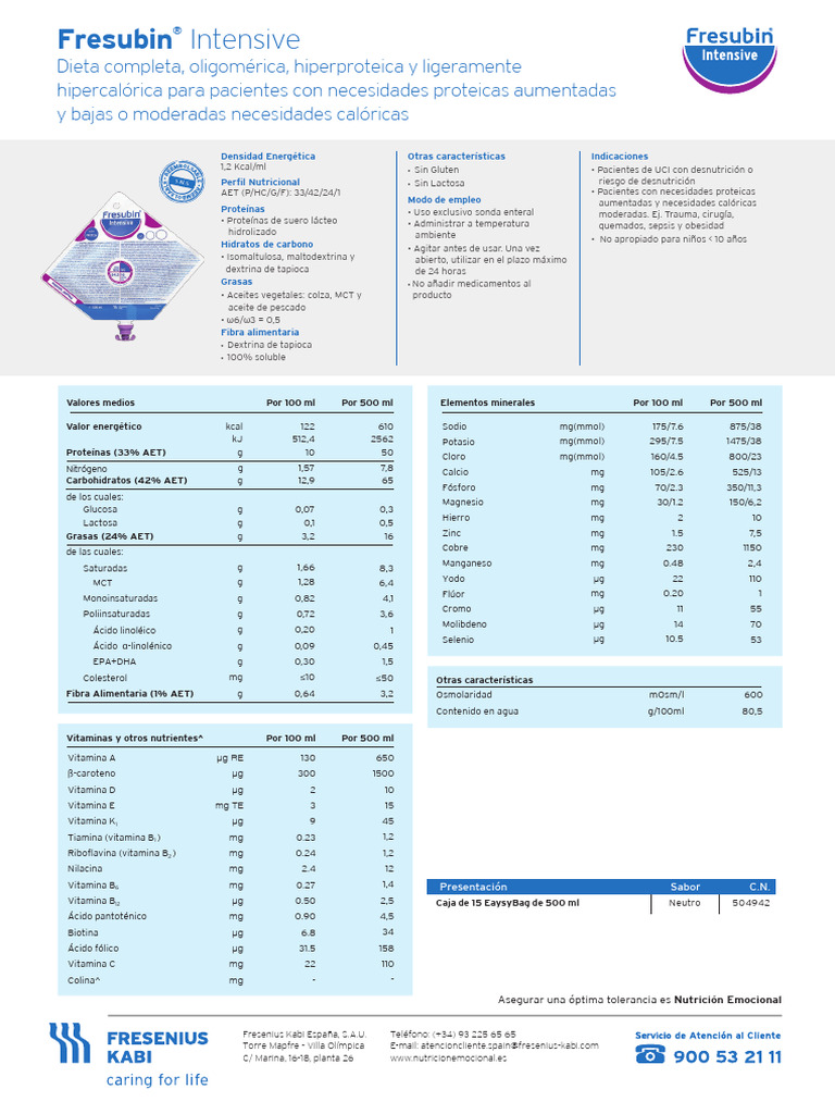 Fresubin Intensive | PDF | Determinantes de la salud | Nutrición