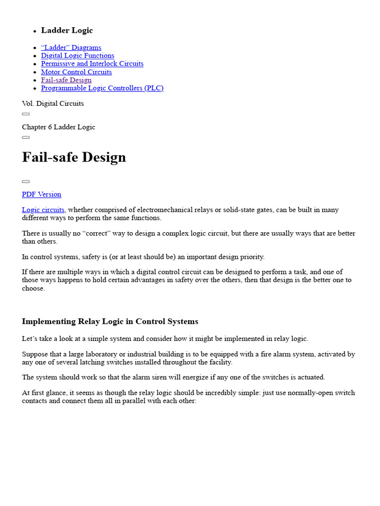 Fail-Safe Design - Ladder Logic | PDF | Relay | Switch