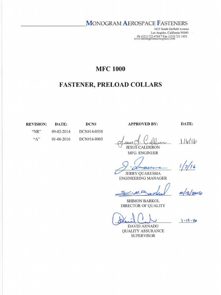 MAF MFC1000 Fastener Preload Collars | PDF