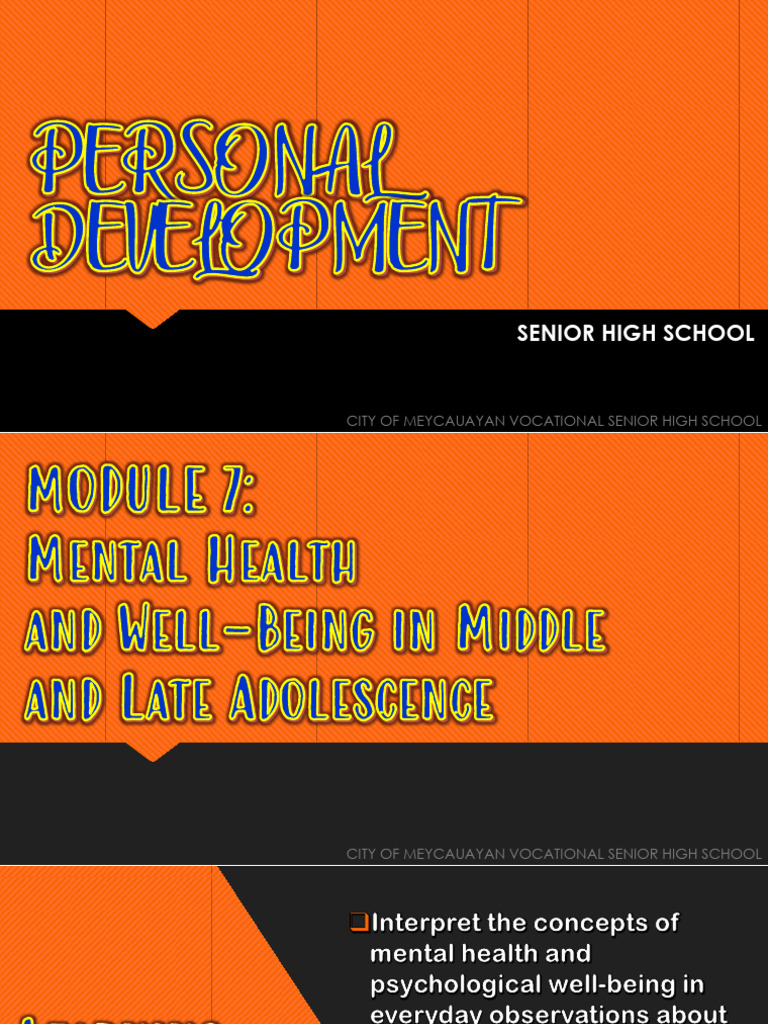 PERSONAL-DEVELOPMENT-MODULE-7 (1) | PDF | Self Esteem | Mental Health