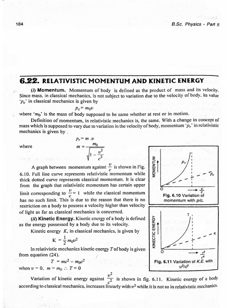 10 Relativistic Momentum & Kinetic Energy | PDF