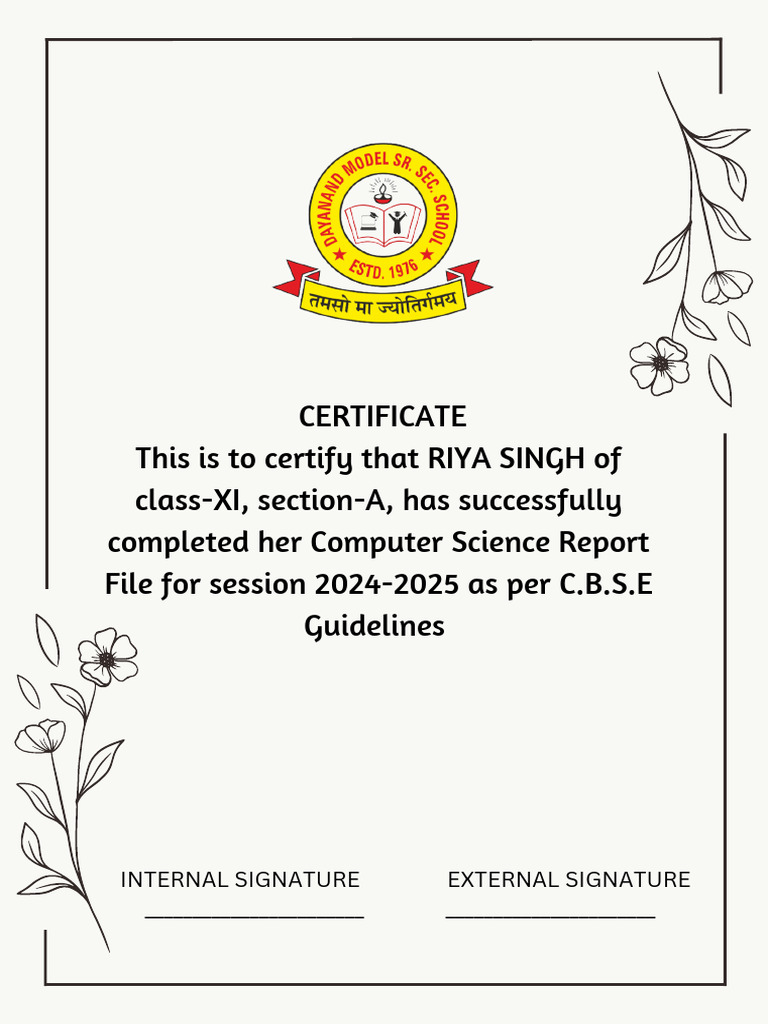 Riya Singh Cs Project | PDF