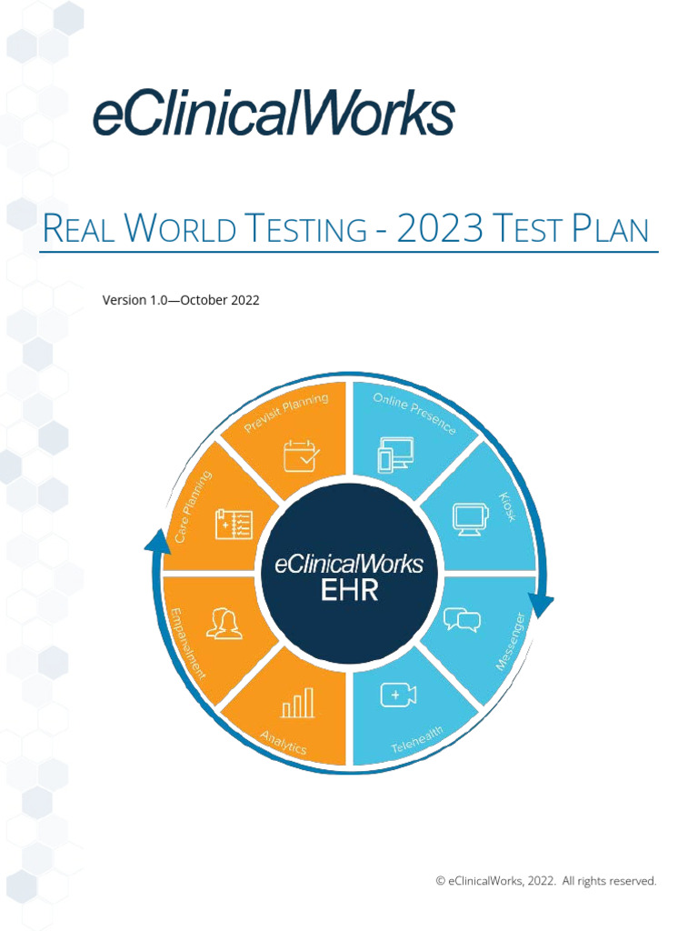 eCW Real World Testing 2023 Test Plan Oct 2022 | PDF | Electronic ...