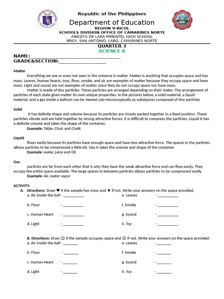 3RD Quarter Exam WELLNESS MASSAGE Set B | PDF | Matter | Liquids