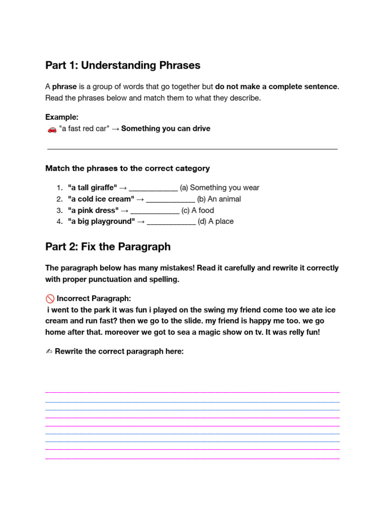 English Worksheet For 2nd Grade | PDF | Language Mechanics | Grammar