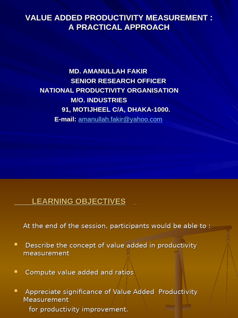 Value Added Productivity Measurement Guide | PDF | Equity (Finance ...