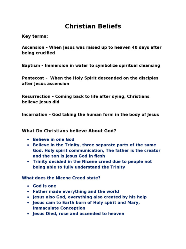 Christian beliefs Booklet Summarisation | PDF | Jesus | Salvation