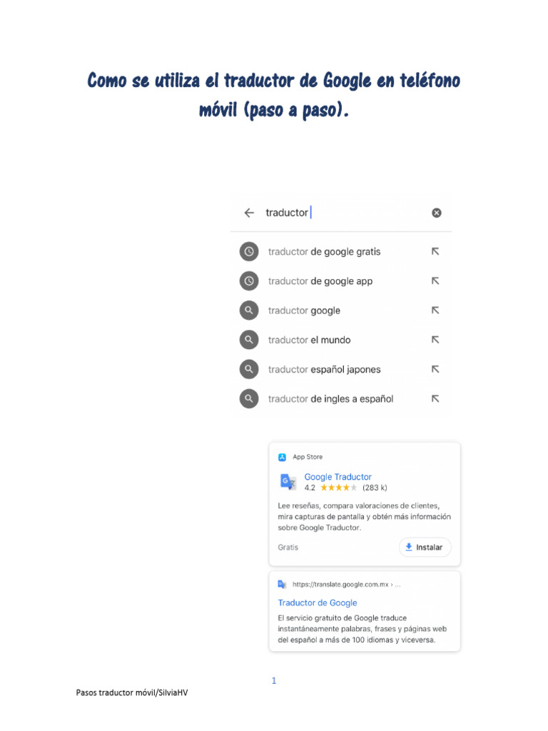 Manual Utilizar Traductor Google en El Teléfono | PDF