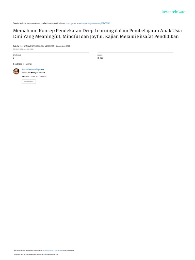 Memahami Konsep Pendekatan Deep Learning Dalam Pembelajaran Anak Usia Dini Yang Meaningful ...