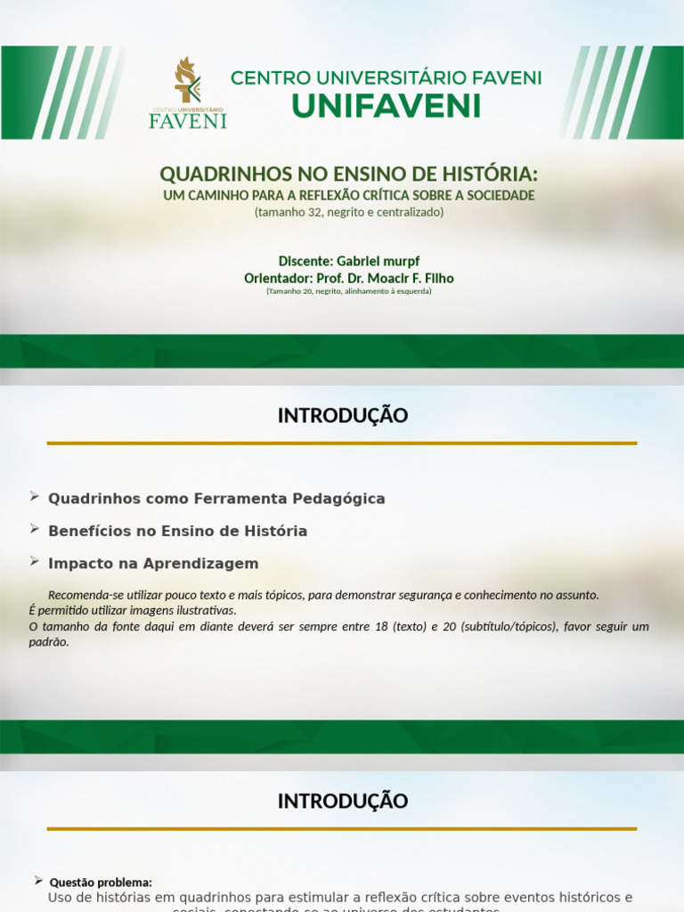 Modelo de Slide Apresentação TCC - UNIFAVENI - 2024 | PDF | Pedagogia ...