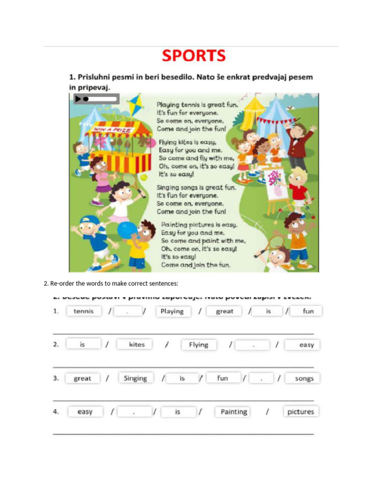 Sports Club - Worksheet | PDF