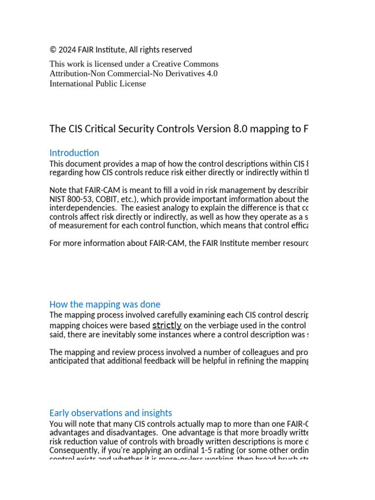 CIS 8.0 to FAIR-CAM 1.0 Control Mapping | PDF | Computer Network | Security