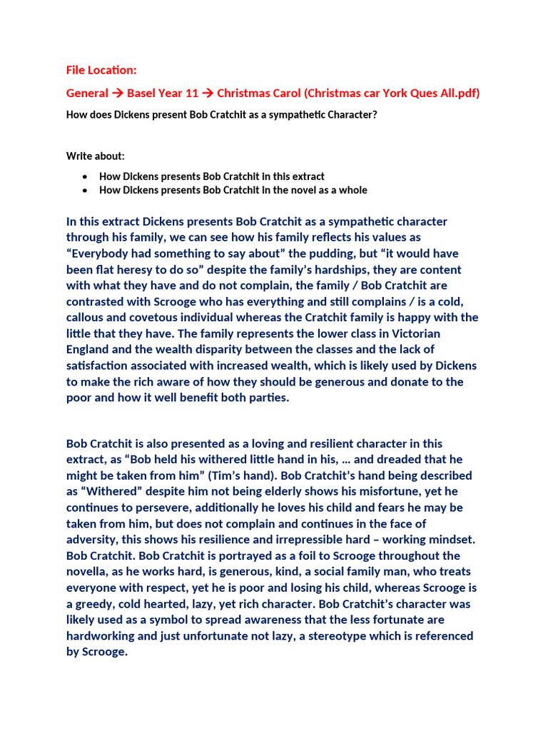 Bob Cratchit: Dickens' Sympathetic Hero | PDF | Ebenezer Scrooge | A ...