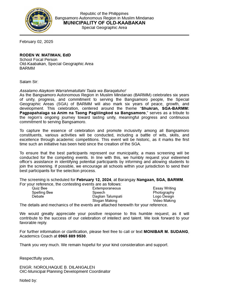 Municipality of Old-Kaabakan: Roden W. Matiman, Edd | PDF