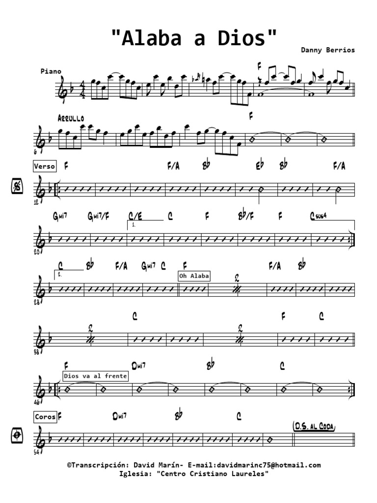 Alaba A Dios - Piano (F) | PDF