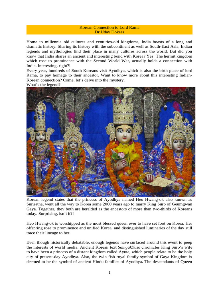 Korean Connection to Lord Rama | PDF
