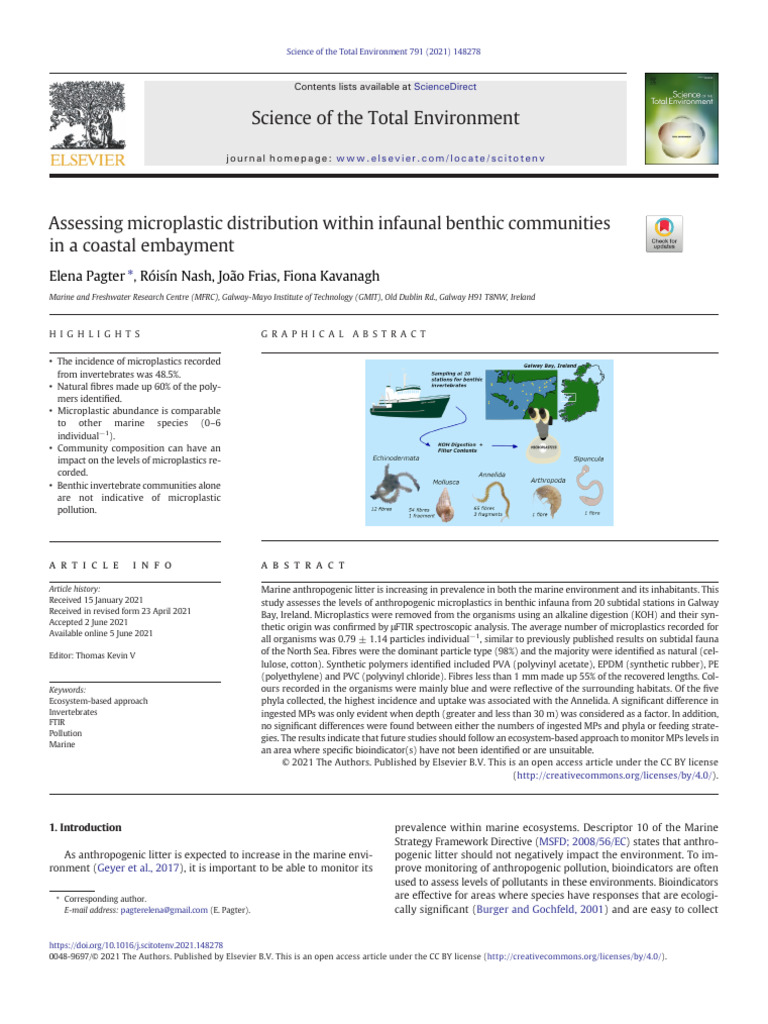Assessing microplastic distribution within infaunal benthic communities | PDF | Benthic Zone ...