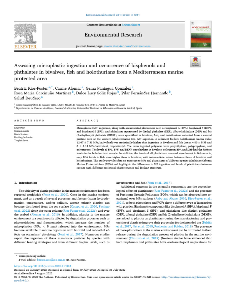 Assessing microplastic ingestion and occurrence of | PDF | High Performance Liquid Chromatography