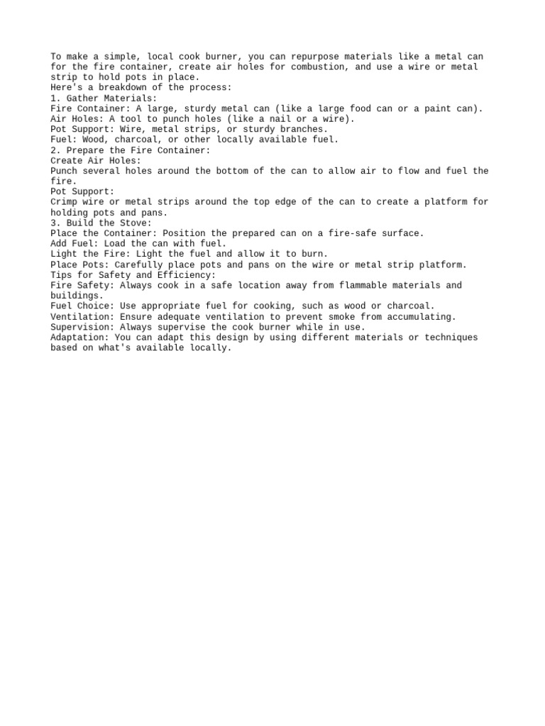 DIY Local Cook Burner Instructions | PDF