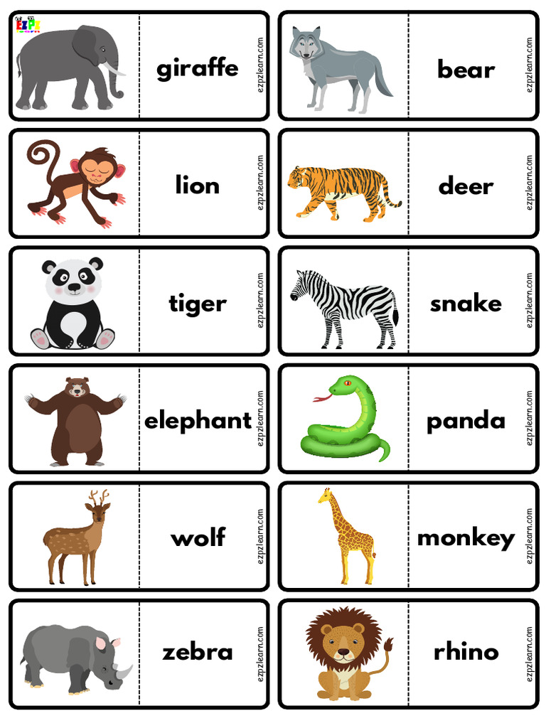 Wild Animals Matching Dominoes | PDF