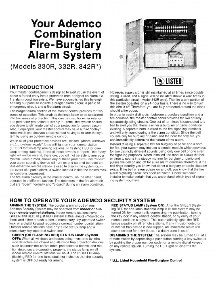 Ademco 342R Combo Panel Manual | PDF
