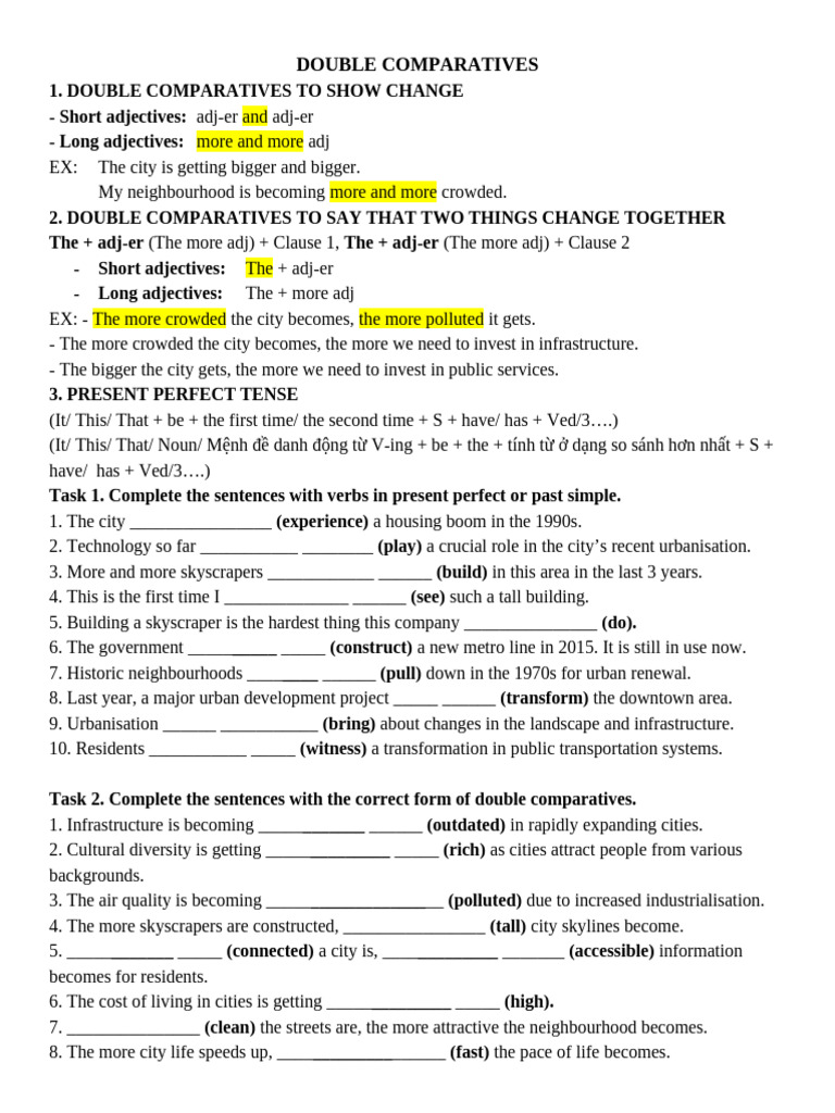 Av12-Unit 4. Double Comparatives | PDF | Cost Of Living | Adjective