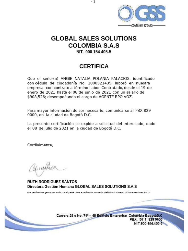 Certificado GSS | PDF