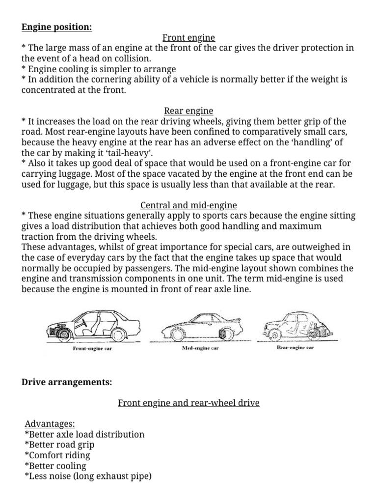 Engine Positioning in Vehicles Explained | PDF | Land Vehicles | Car