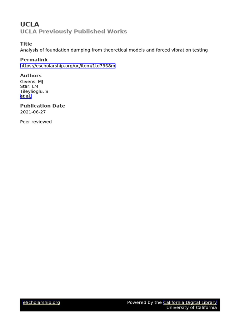Analysis of Foundation Damping From Theo | PDF | Damping | Classical ...