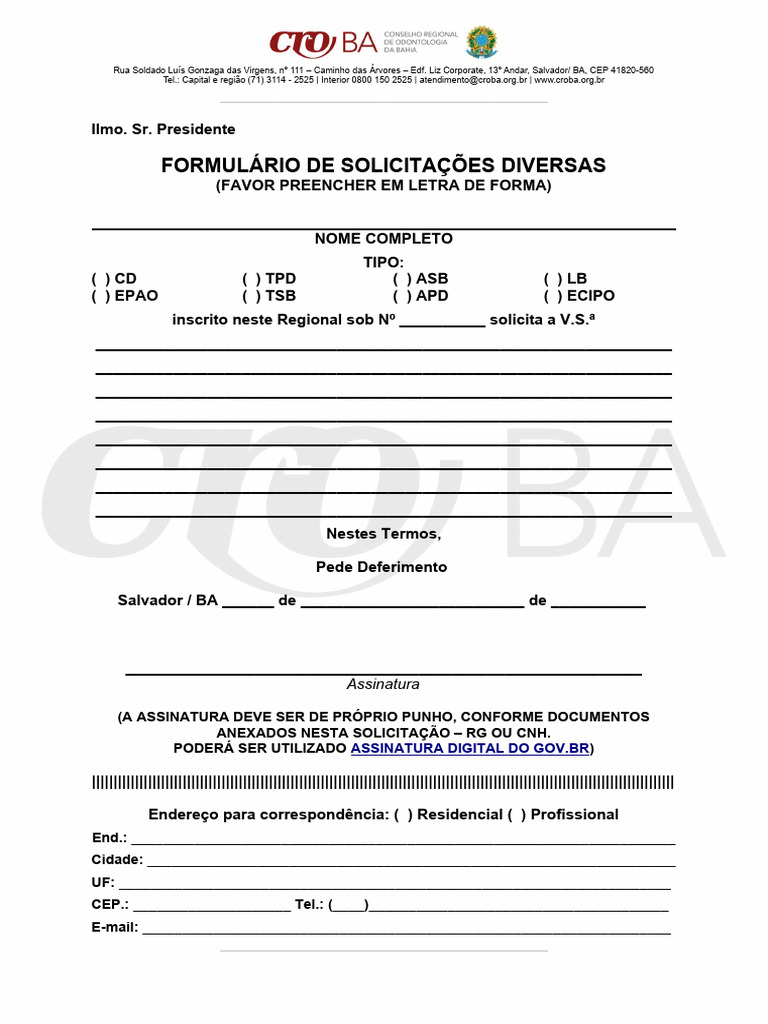 Formulario Requerimento Diversos-1 | PDF
