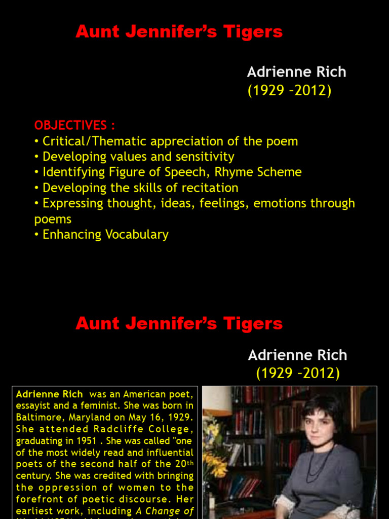 Aunt Jennifers Tigers | PDF