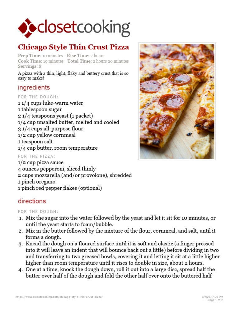 Chicago Thin Crust Pizza Recipe | PDF | Pizza | Breads