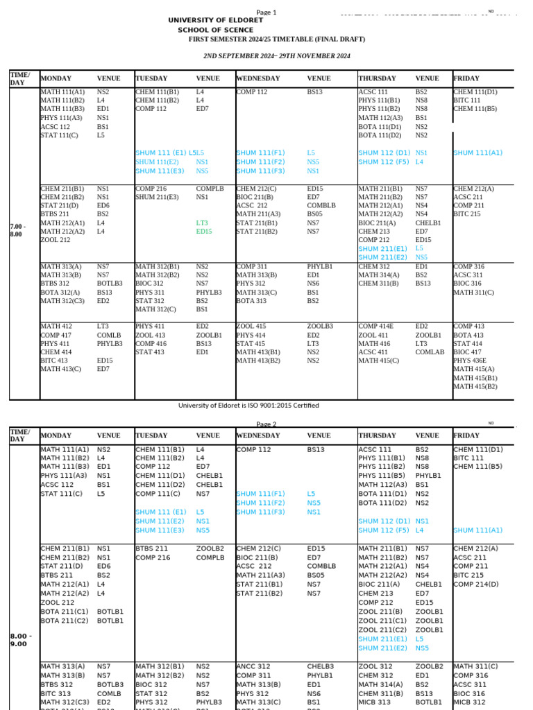 SSCI TT 2024-2025 SEM1 FINAL DRAFT Teaching TT EDITED SEPT 13TH | PDF