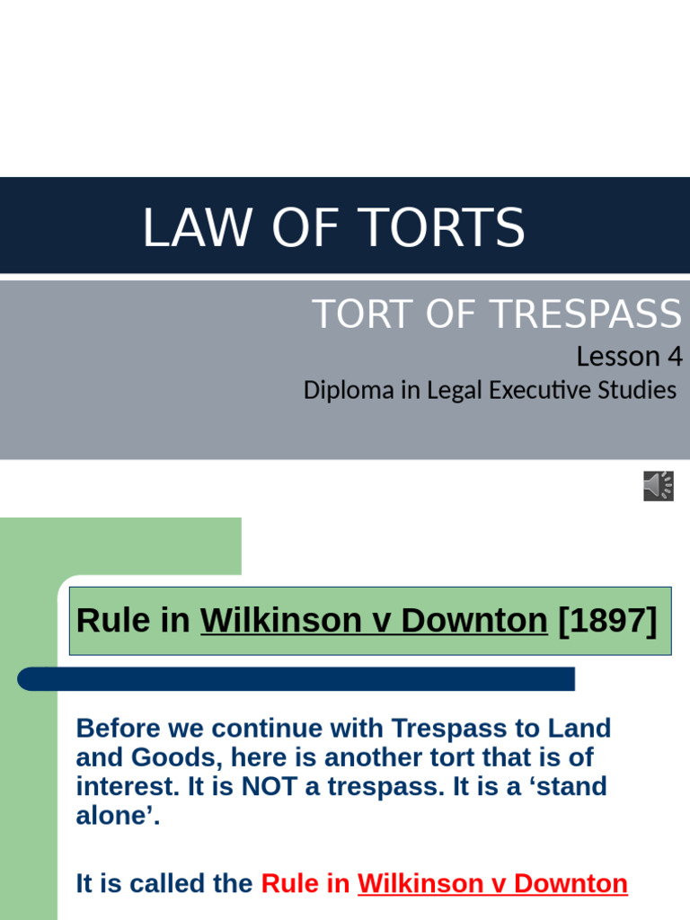 Lesson 4 Trespass To Land & Goods | PDF | Trespass | Civil Law (Common Law)